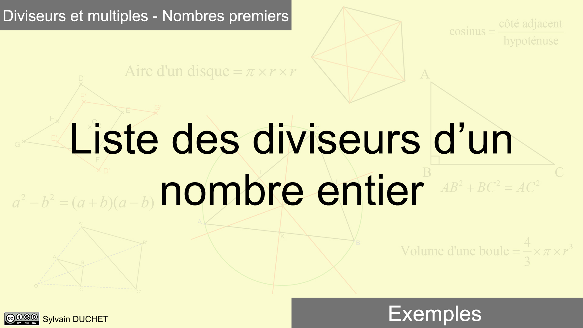 Pod - Liste Des Diviseurs D'Un Nombre Entier
